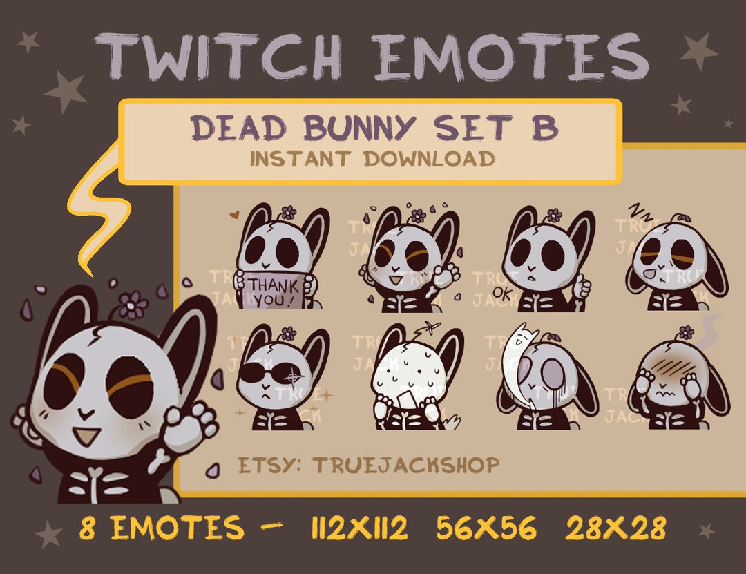 Dead Bunny Emote SET B | Twitch | Discord | Youtube | Goth Bones ...