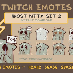 Ghost Kitty Emotes SET 2 - PACK 2 | Twitch | Discord | Youtube | Goth ...