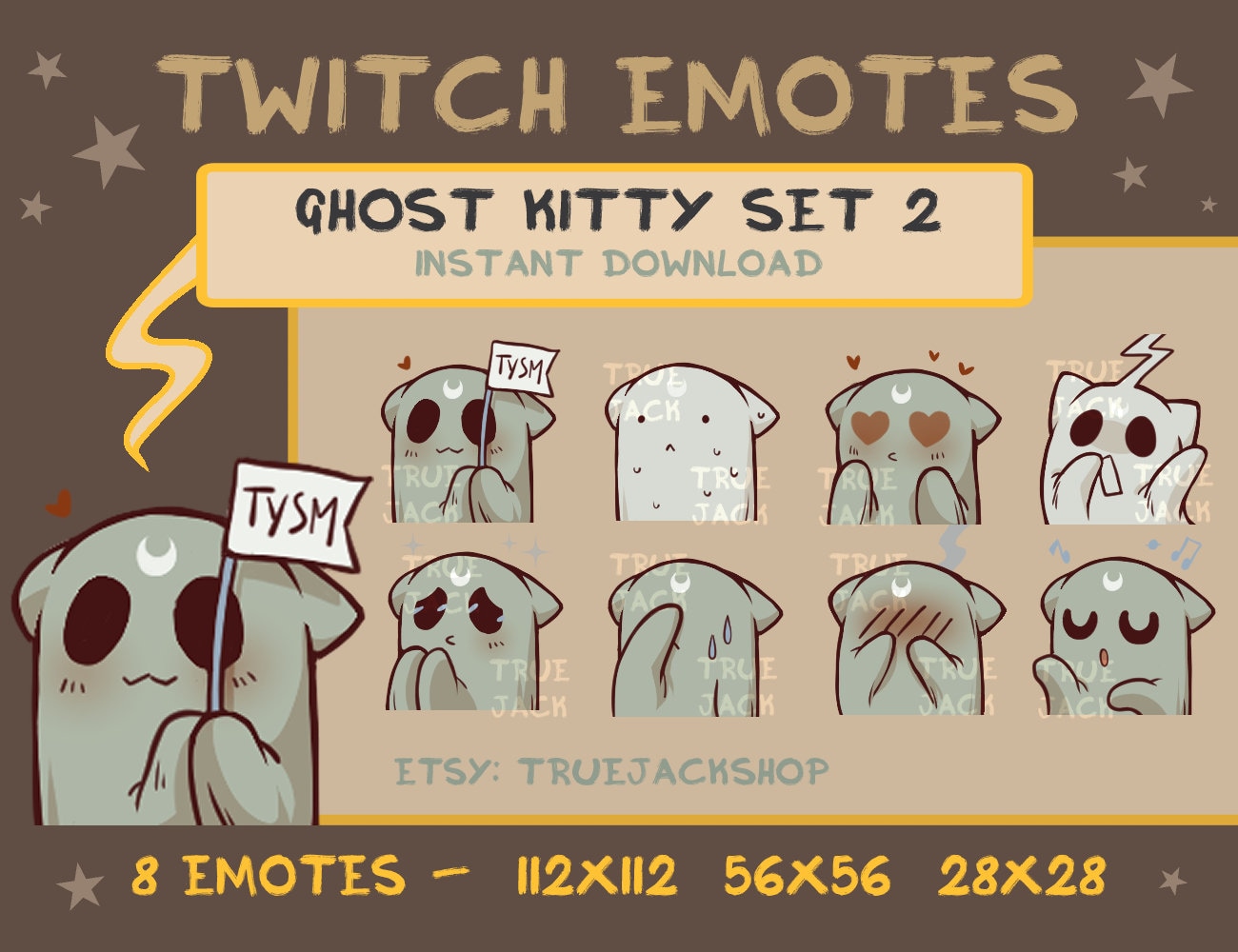 Ghost Kitty Emotes SET 2 - PACK 2 | Twitch | Discord | Youtube | Goth ...