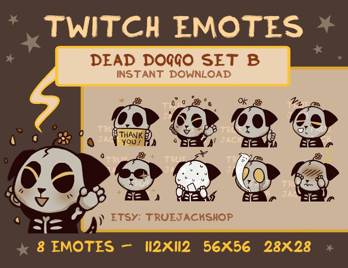 Dead Doggo Emote SET B | Twitch | Discord | Youtube | Goth Bones ...