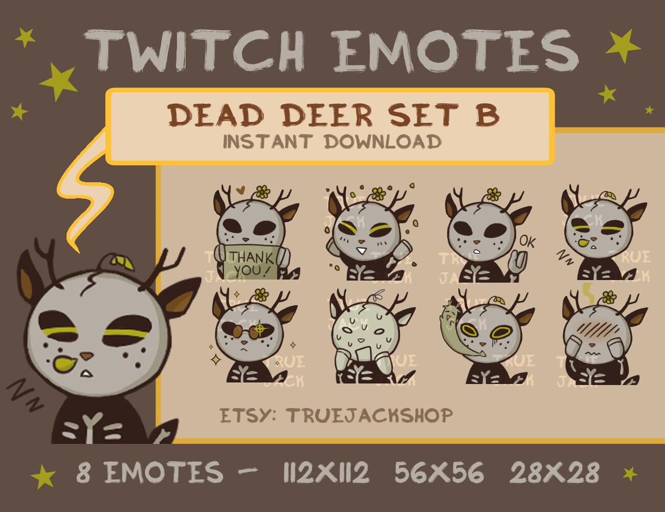 Dead Deer Emote SET B Twitch Discord Youtube Goth Bones Aesthetic ...