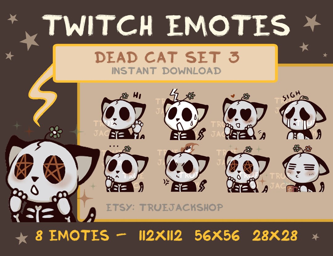 Dead Cat Emote SET 3 | Twitch | Discord | Youtube | Goth Bones ...