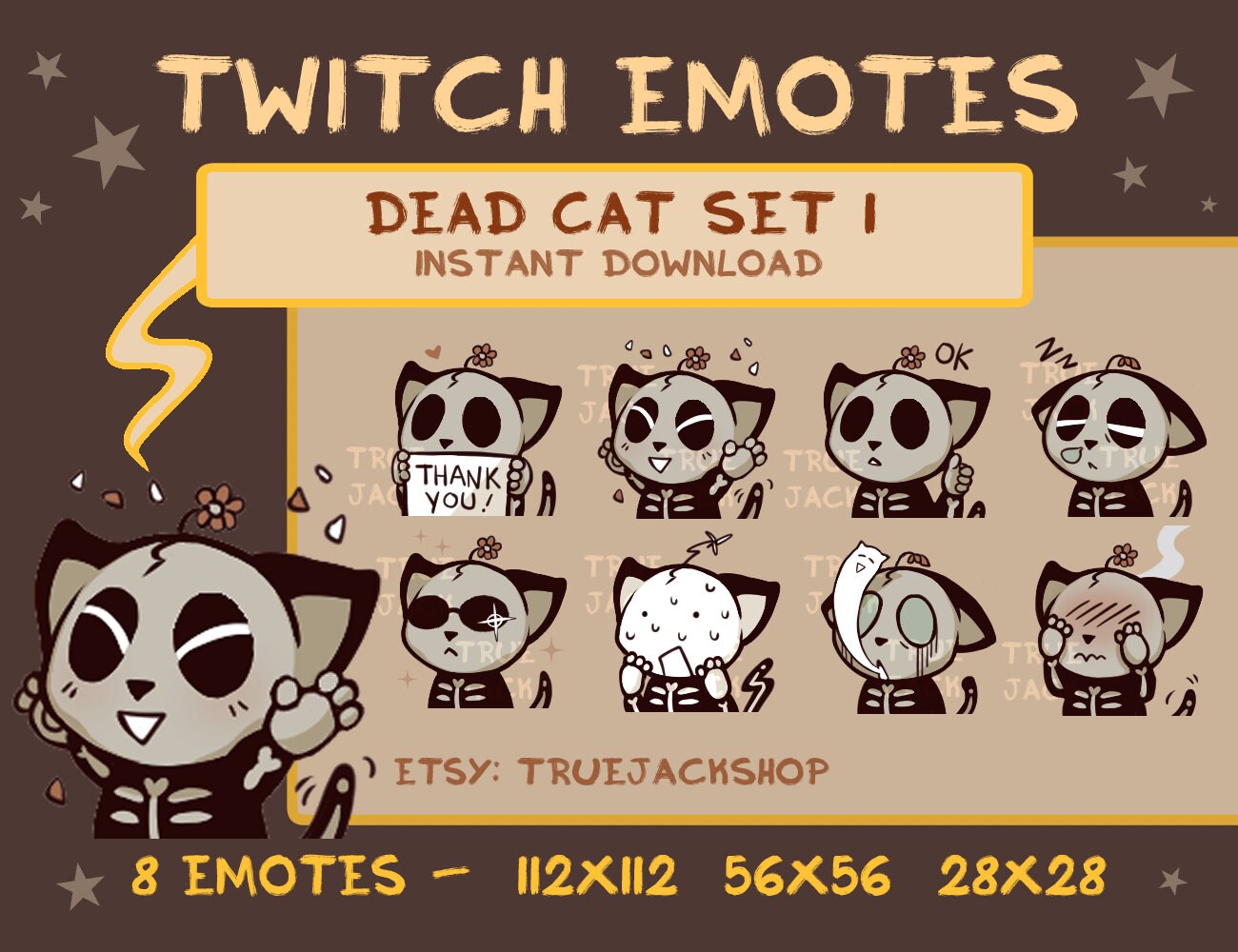 Dead Cat Emote SET 1 - PACK 2 | Twitch | Discord | Youtube | Goth Bones ...