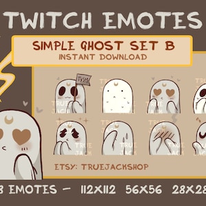 Simple Ghost Emotes SET B | Twitch | Discord | Youtube | Goth Wicca ...