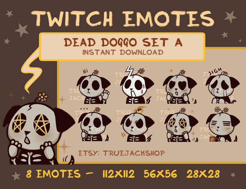 Dead Doggo Emote SET A | Twitch | Discord | Youtube | Goth Bones ...