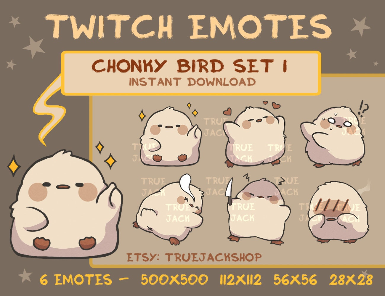 Chonky Bird Emotes SET 1 (yellow) | Twitch | Discord | Youtube | Cute ...