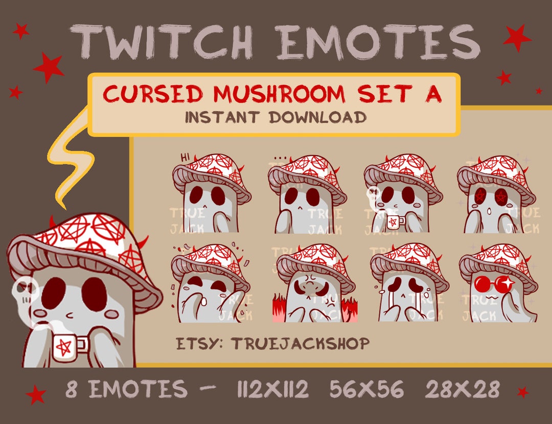 Cursed Mushroom Ghost Emotes SET A | Twitch | Discord | Youtube | Goth ...