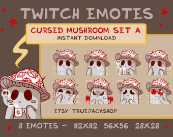 Cursed Mushroom Ghost Emotes SET A | Twitch | Discord | Youtube | Goth ...