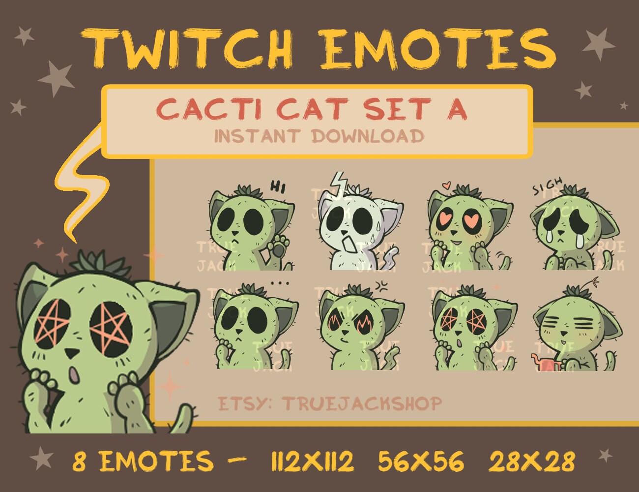 Cacti Cat Emote SET A| Twitch | Discord | Youtube | Gardening Succulent ...
