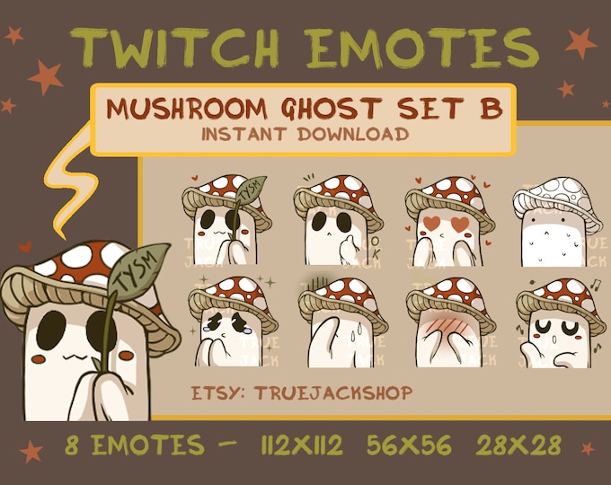 Mushroom Ghost Emotes SET B | Twitch | Discord | Youtube | Goth ...