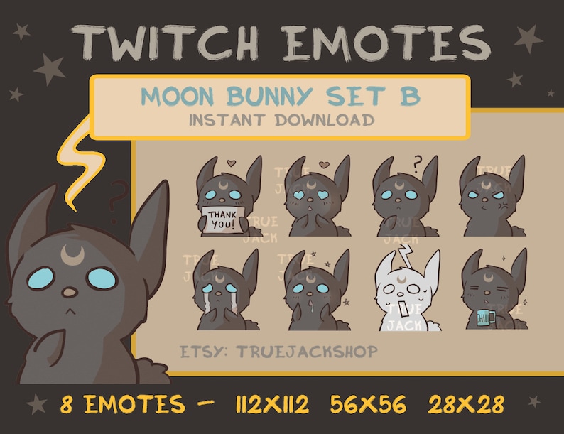 Moon Bunny Emote SET B | Twitch | Discord | Youtube | Witch Monster ...