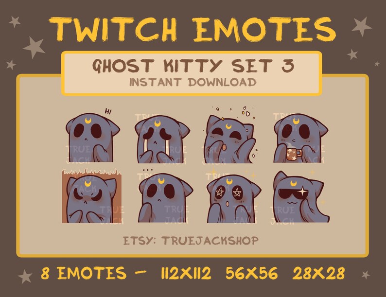 Ghost Kitty Emotes SET 3 Twitch Discord Youtube Goth - Etsy