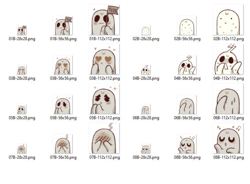 Simple Ghost Emotes SET B Twitch Discord Youtube Goth Wicca Aesthetic ...