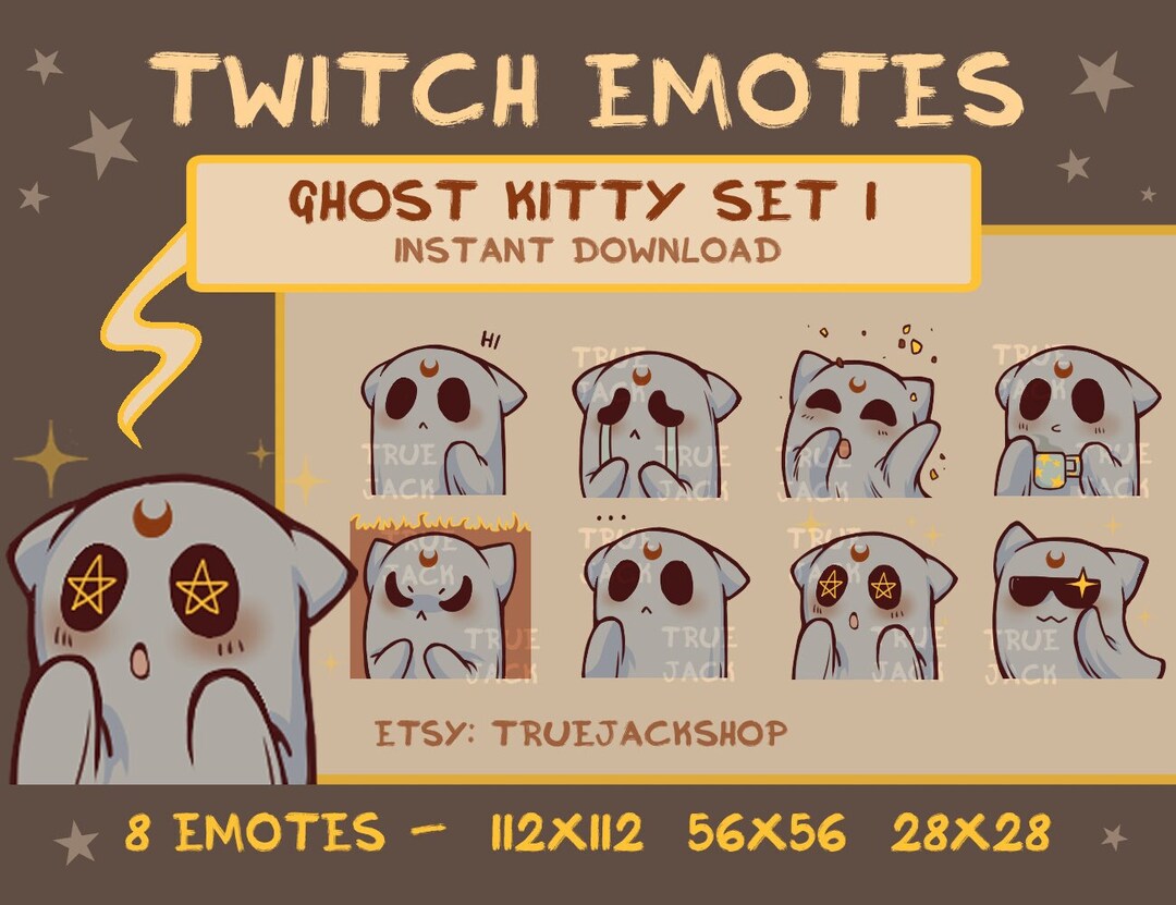 Ghost Kitty Emotes SET 1 | Twitch | Discord | Youtube | Goth Wicca ...