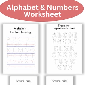 Printable Alphabet & Number Tracing Sheet Handwriting - Etsy