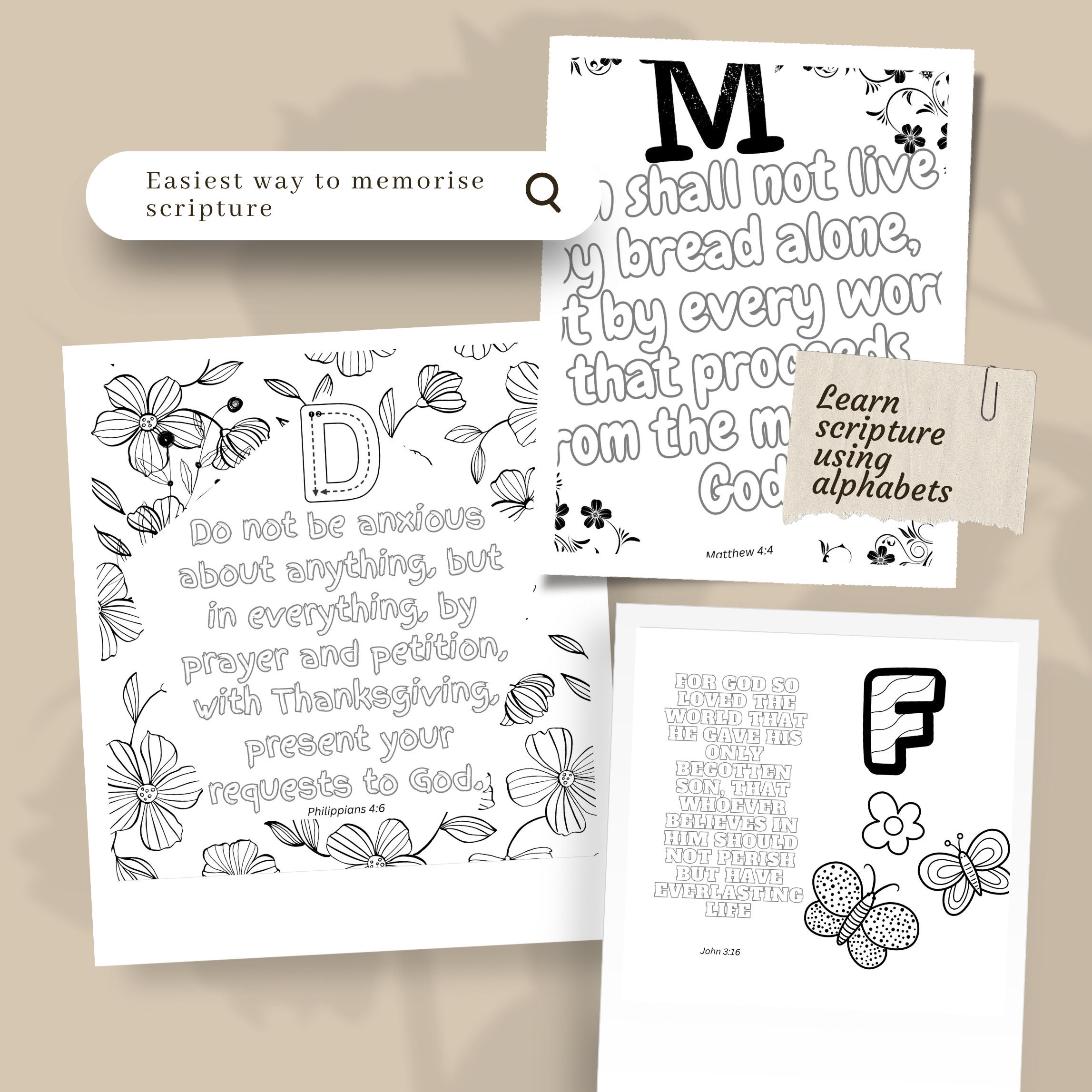 Alphabet Bible Verse Coloring Pages: Scripture Study (digital Download ...