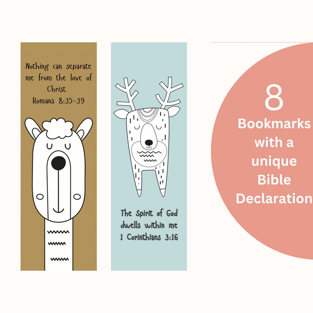 16 Bible Verse Declaration Bookmarks | Printable | Animal Bookmarks ...
