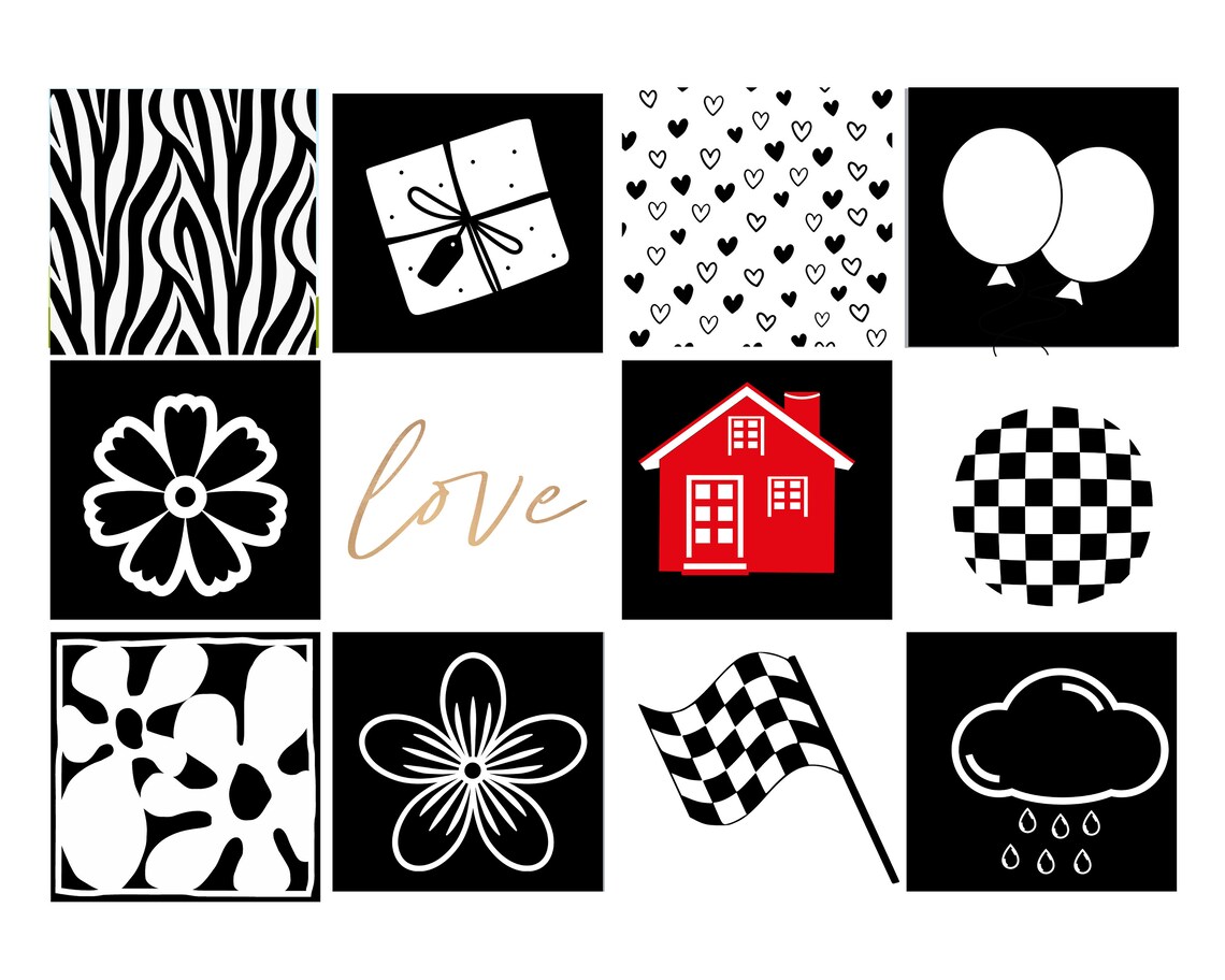 140 PRINTABLE High Contrast Baby Cards. Sensory Flash Cards, Infant ...