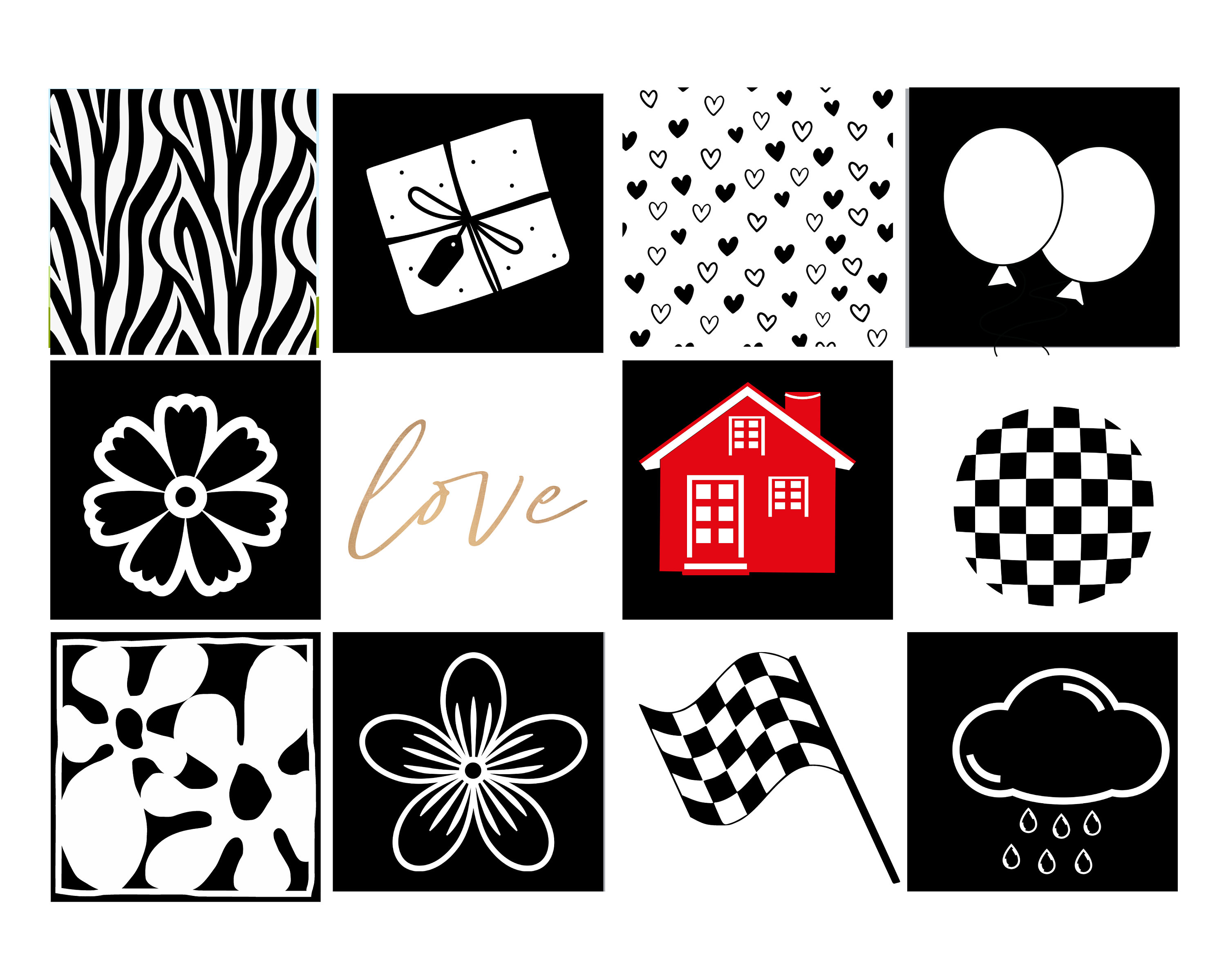 140 PRINTABLE High Contrast Baby Cards. Sensory Flash Cards, Infant ...