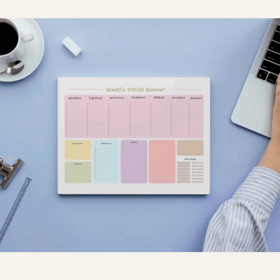 A4 Weekly Planner Pad: Habit Tracker, To-do List (PDF Downloadable ...