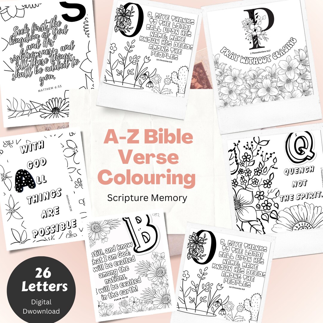 Printable Alphabet Bible Verse Colouring Bible Study Nursery Scripture ...