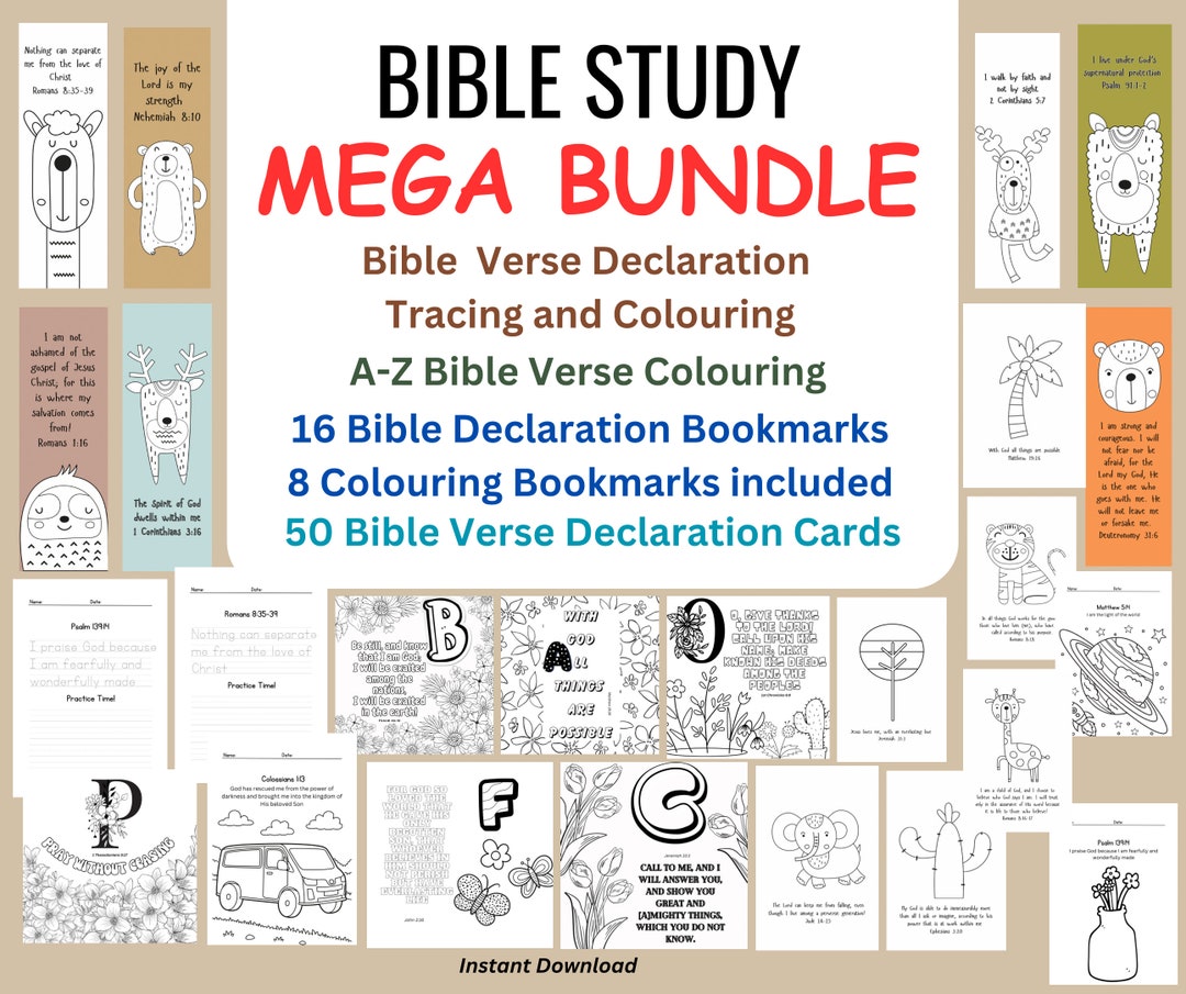 BUNDLE: Bible Verse Declaration Tracing Bible Printables, Bible ...