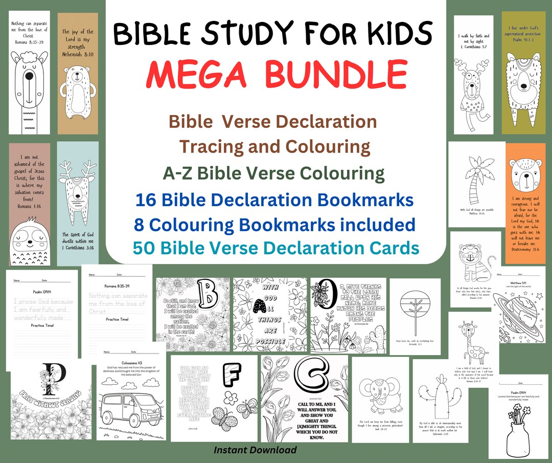 BUNDLE: Bible Verse Declaration Tracing Bible Printables for Kids ...