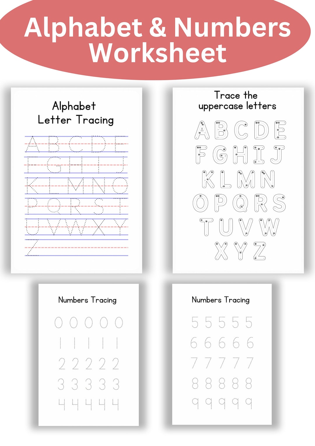 Printable Alphabet & Number Tracing Sheet Handwriting - Etsy