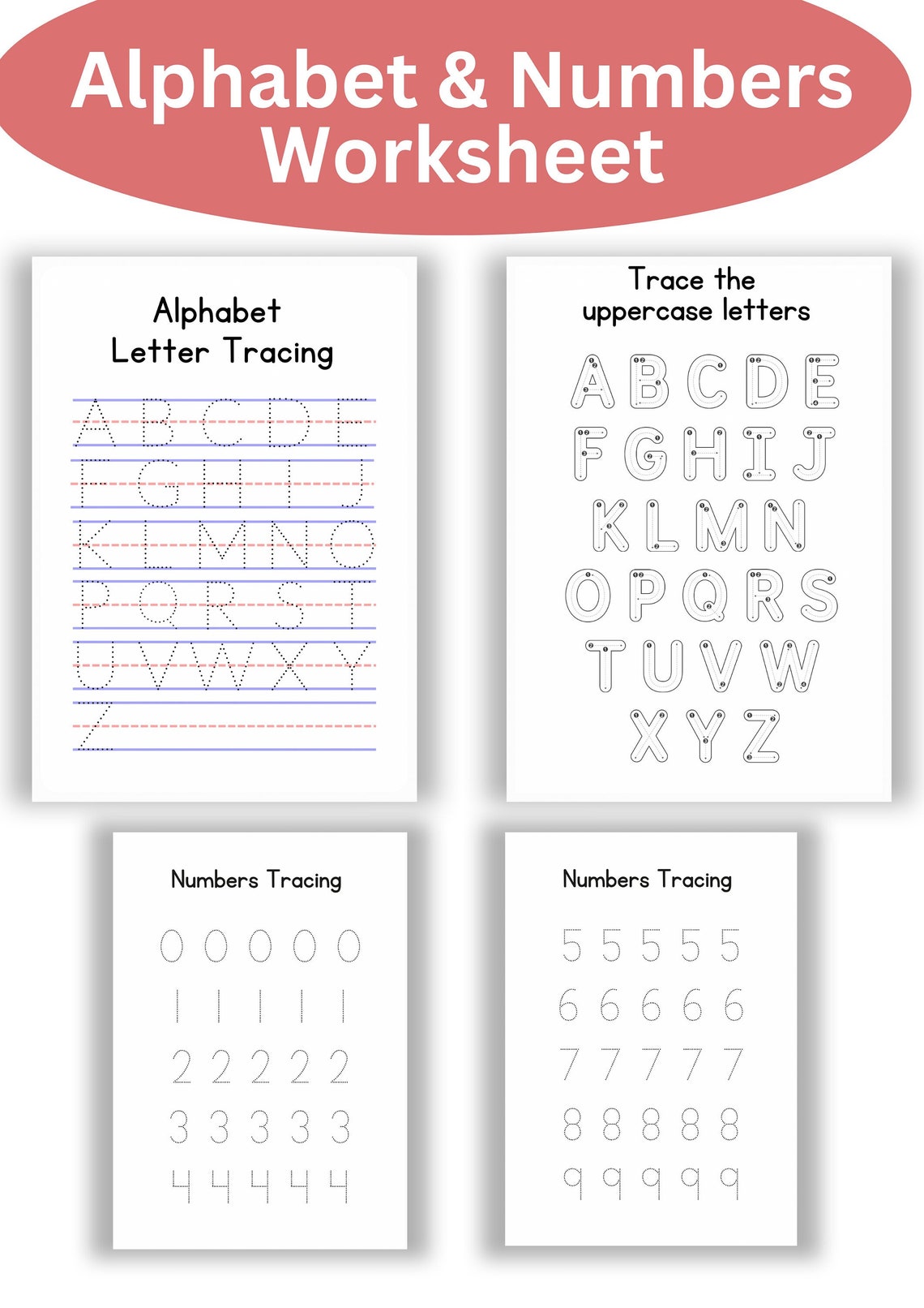 Printable Alphabet & Number Tracing Sheet Handwriting - Etsy