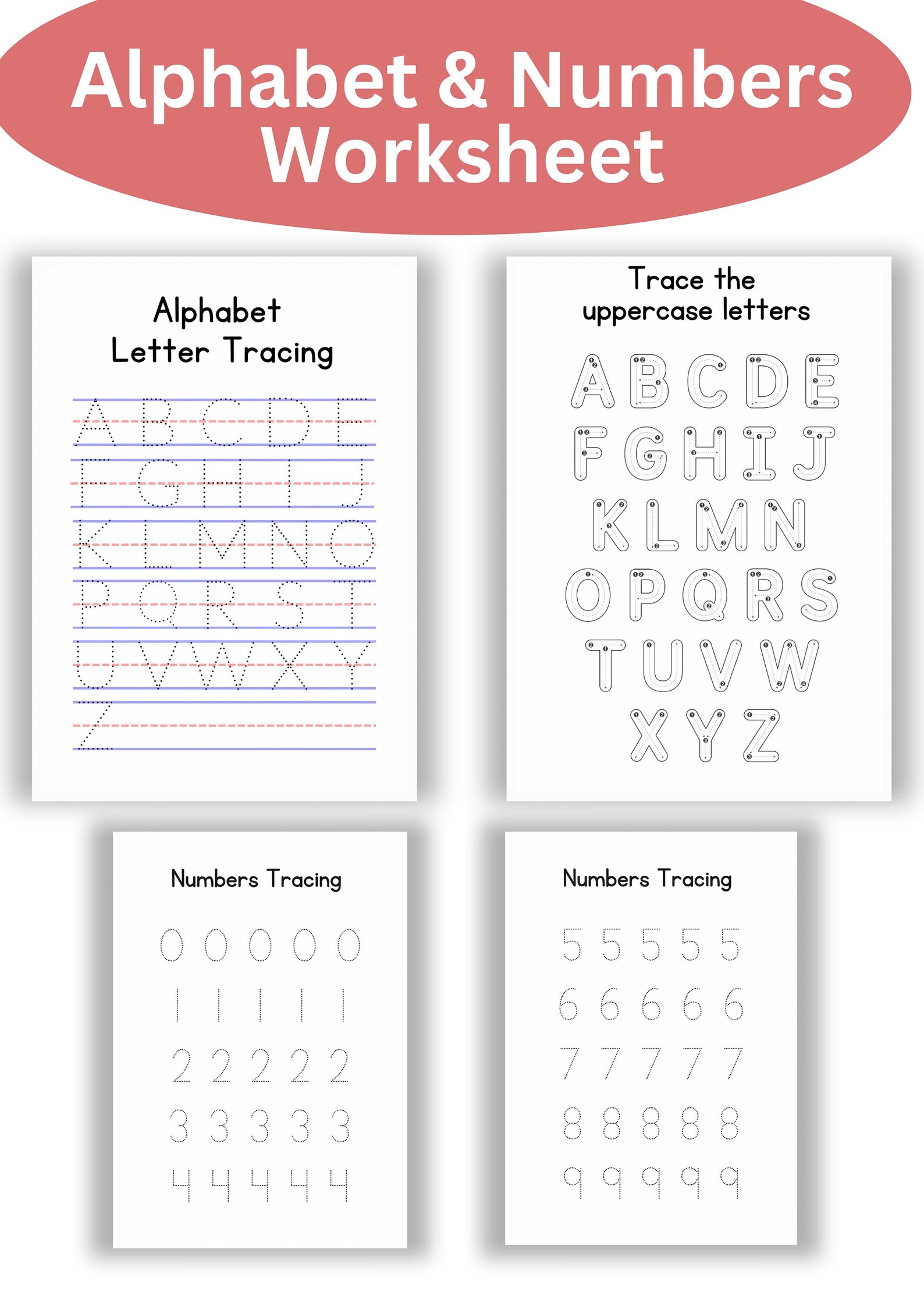 Printable Alphabet & Number Tracing Sheet Handwriting - Etsy