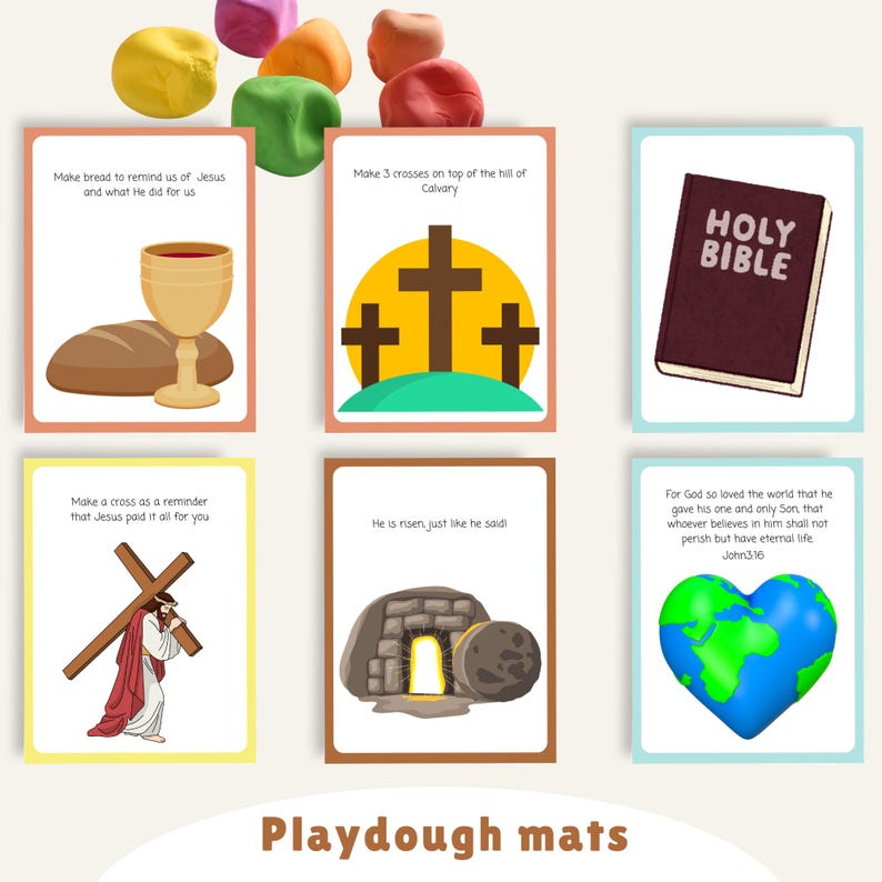 Easter Story Activity Printable: Playdough Mat, Flashcards, Mini-book ...