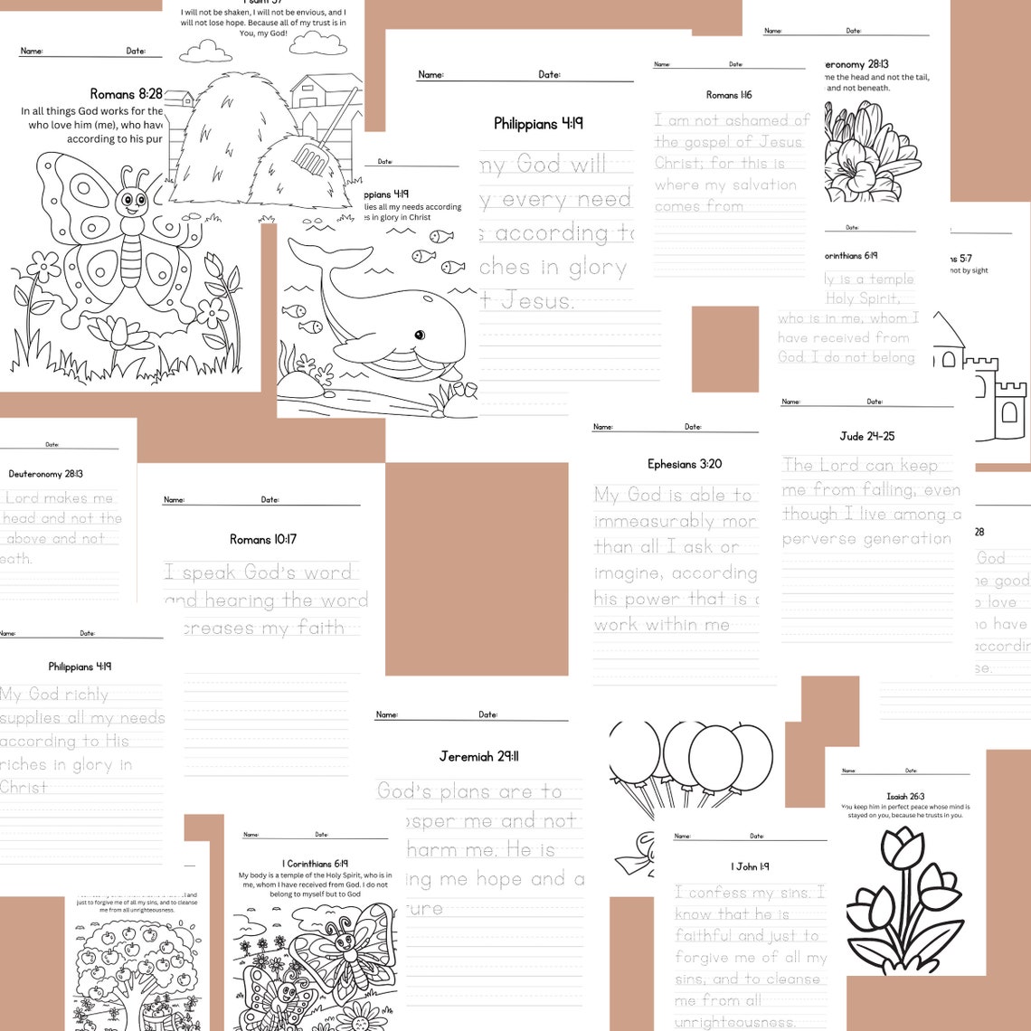 Bible Verse Tracing & Coloring Pages: Kids' Bible Activities (PDF) - Etsy