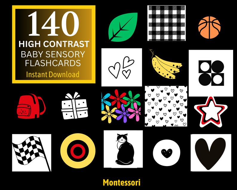 High Contrast Baby Flash Cards: Infant Stimulation (PDF Pattern) - Etsy