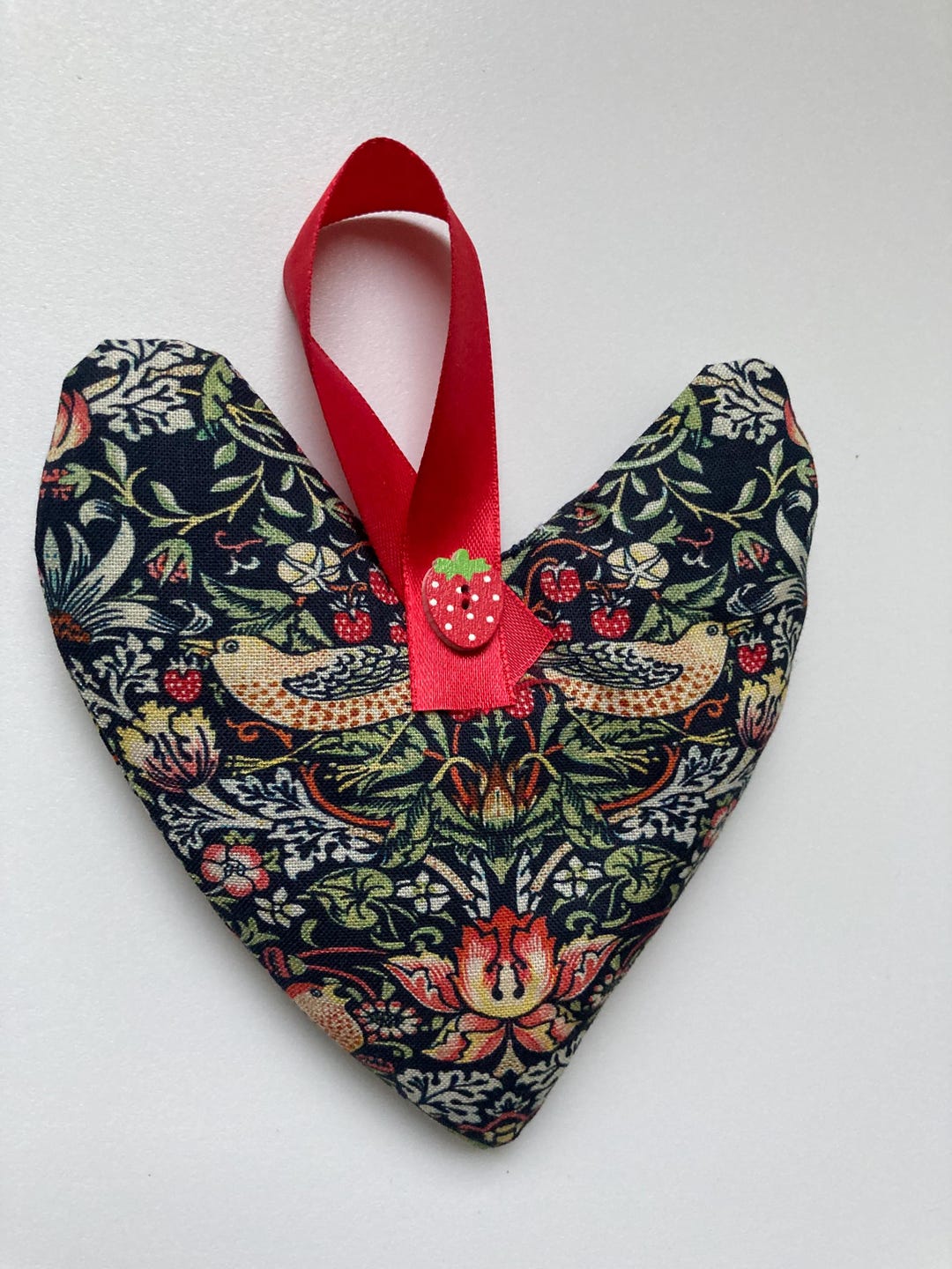 William Morris Heart Shaped Strawberry Thief Lavender Bag - Etsy