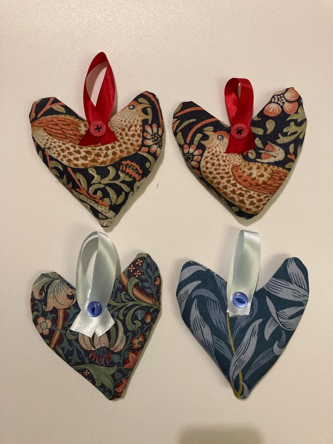 William Morris Strawberry Thief Lavender Bags Heart Shaped Set of 4 - Etsy