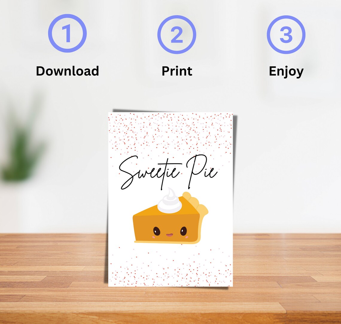 Printable Valentines Day Card/ Happy Valentines Day Card/sweetie Pie ...