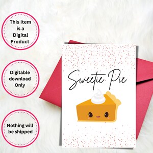 Printable Valentines Day Card/ Happy Valentines Day Card/sweetie Pie ...