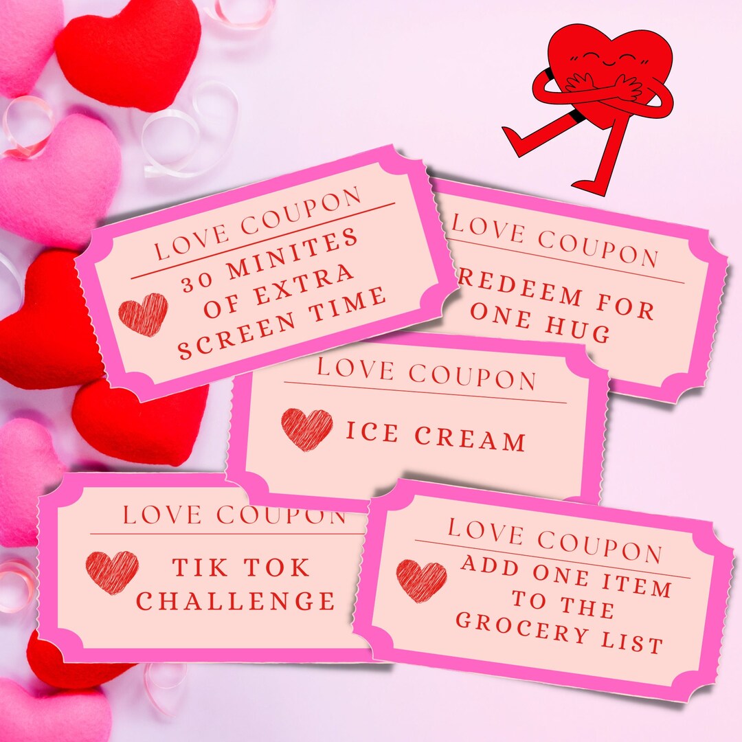 EDITABLE Kids Valentine Coupon Book, Valentine Coupons for Kids ...