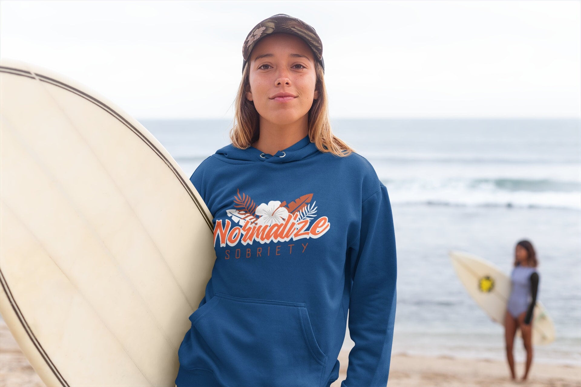 Normalize Sobriety Retro Hibiscus Hawaiian Hoodie NUBLEND® Sober Gift Recovery Hooded Sweatshirt ...