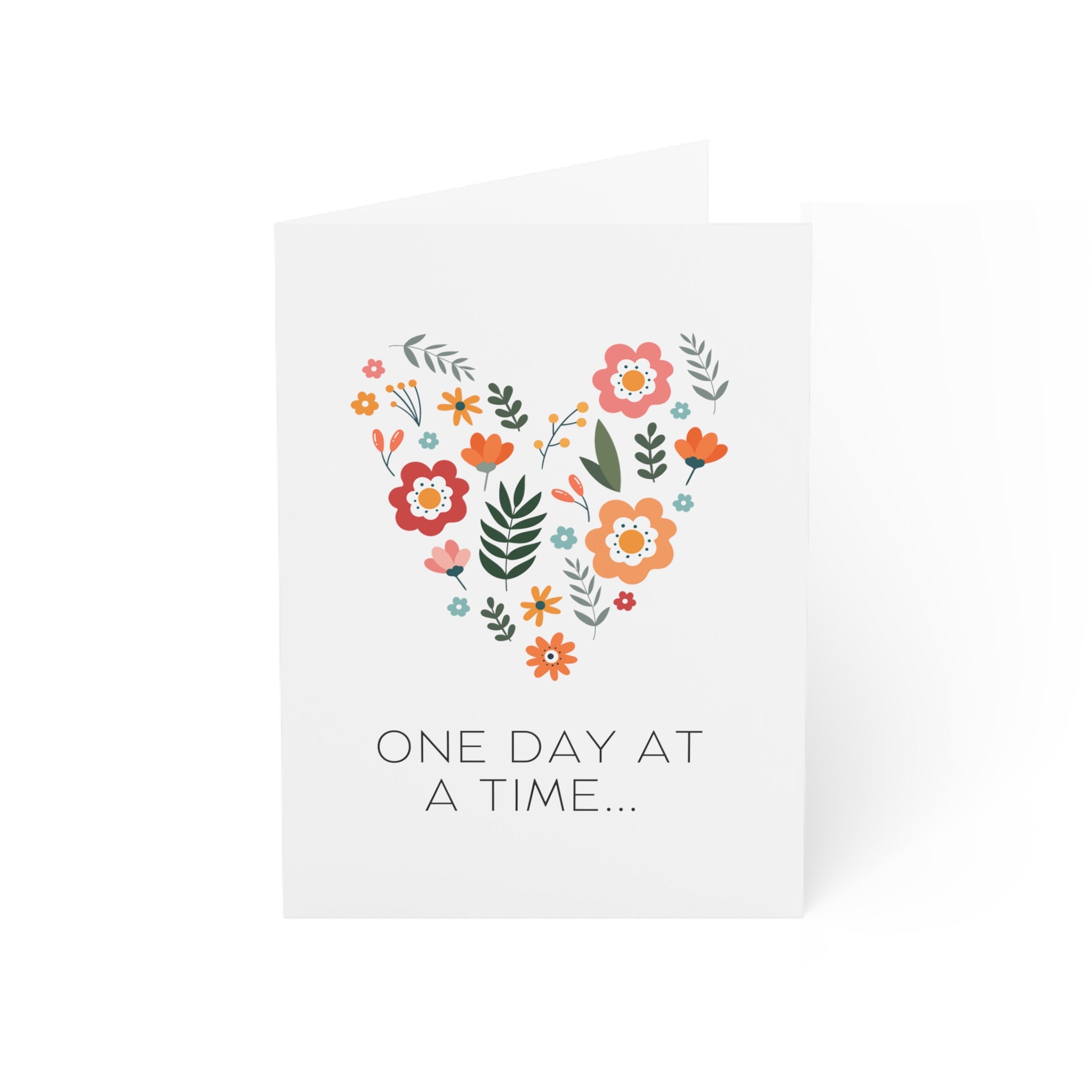 One Day at a Time... Floral Heart Sobriety Greeting Cards 1, 10, 30 ...