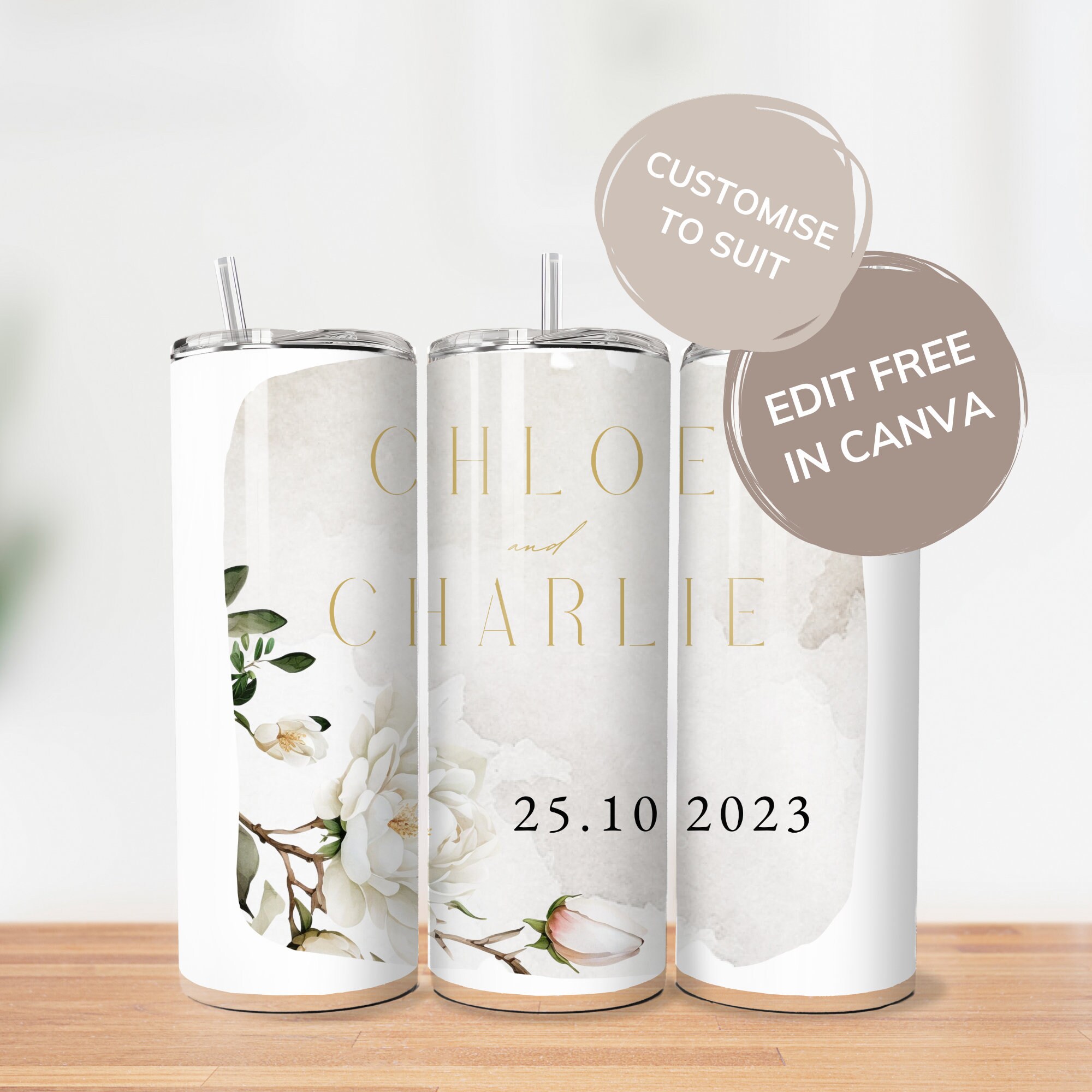 Magnolia Flower Wedding Favors Bundle Digital Templates, White Floral ...