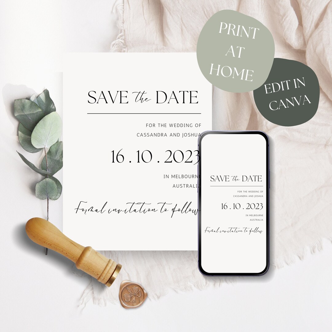 Simple Digital Save the Date Template INSTANT DOWNLOAD Evite Modern ...