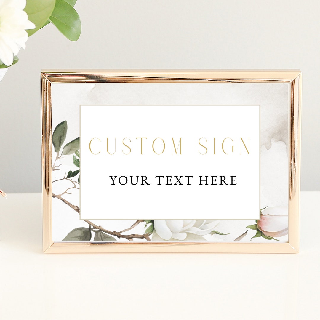 Magnolia Flower Landscape Custom Sign 10x8" Digital Template, White ...