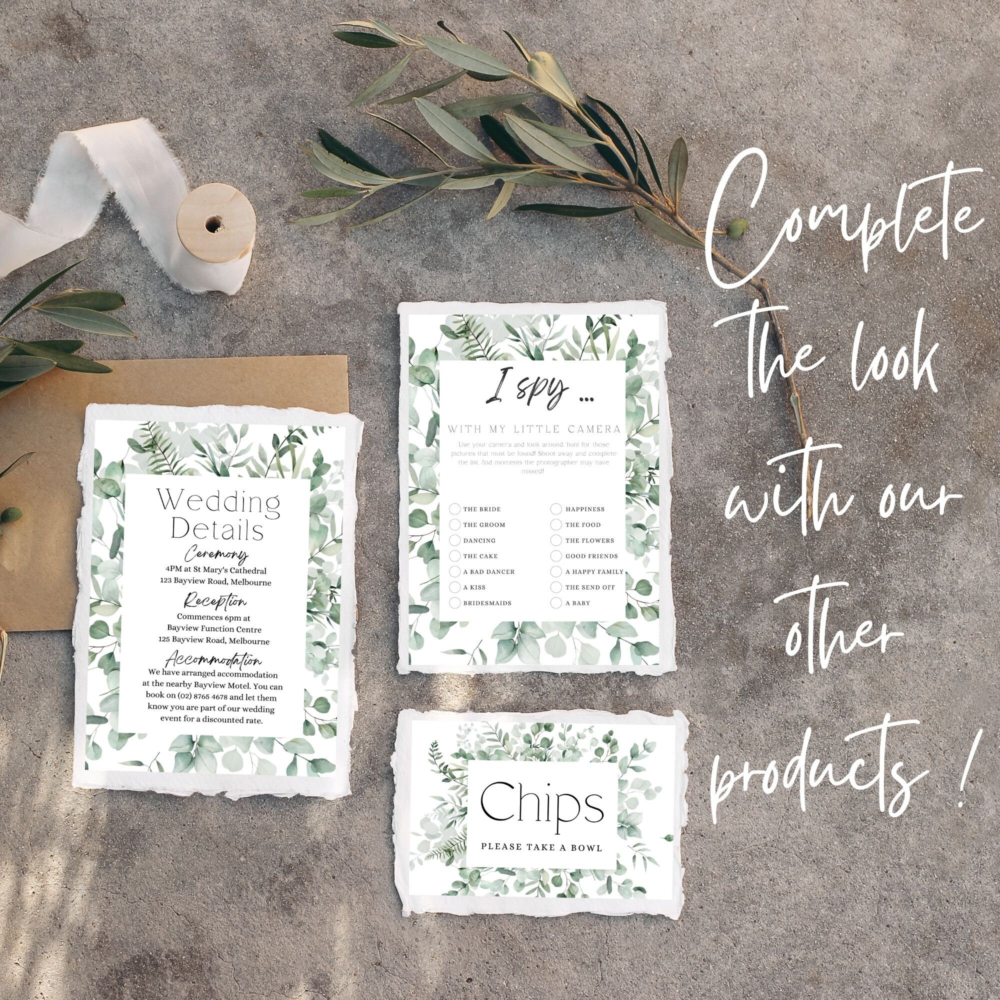 Soft Green Foliage Menu 3.75x9 INSTANT DOWNLOAD Digital Template ...