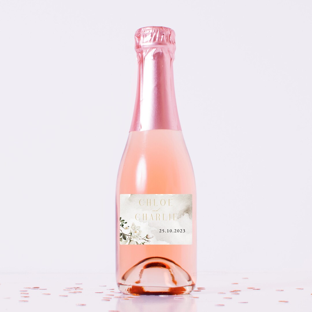 Magnolia Flower Mini Champagne Labels Digital Template, White Floral ...