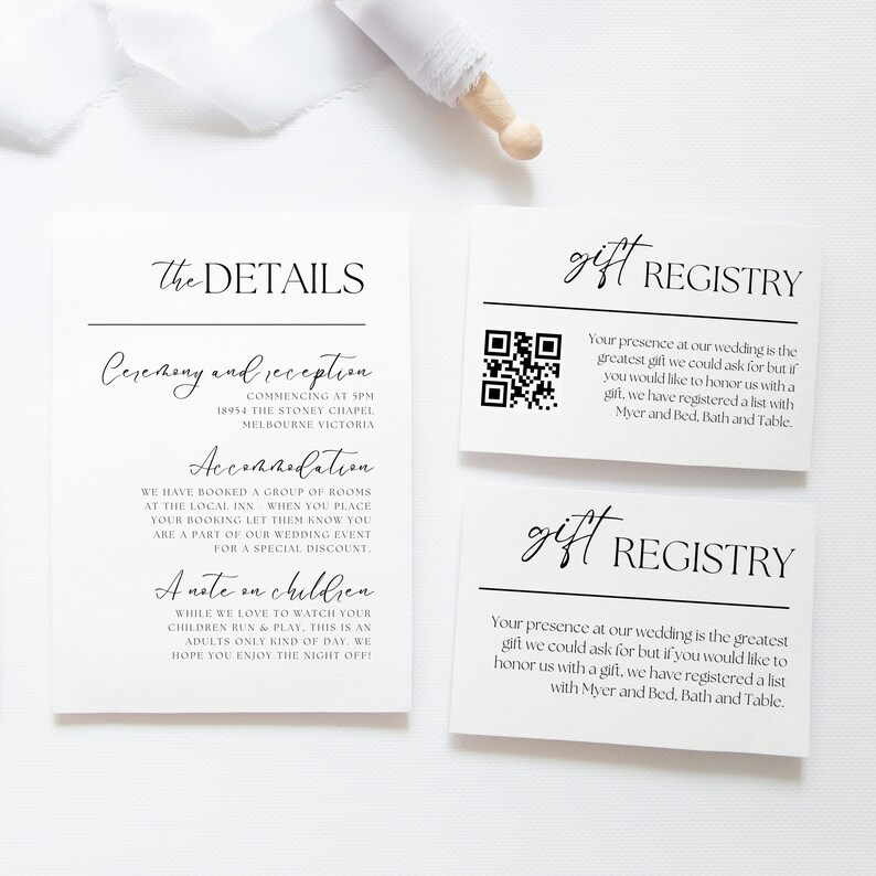 Simple Wedding Wishing Well Card QR Code 3.5x5" Digital Template ...