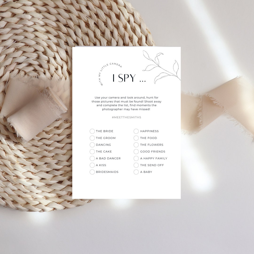 Minimalist I Spy Game Chart 5x7" Digital Template INSTANT DOWNLOAD ...