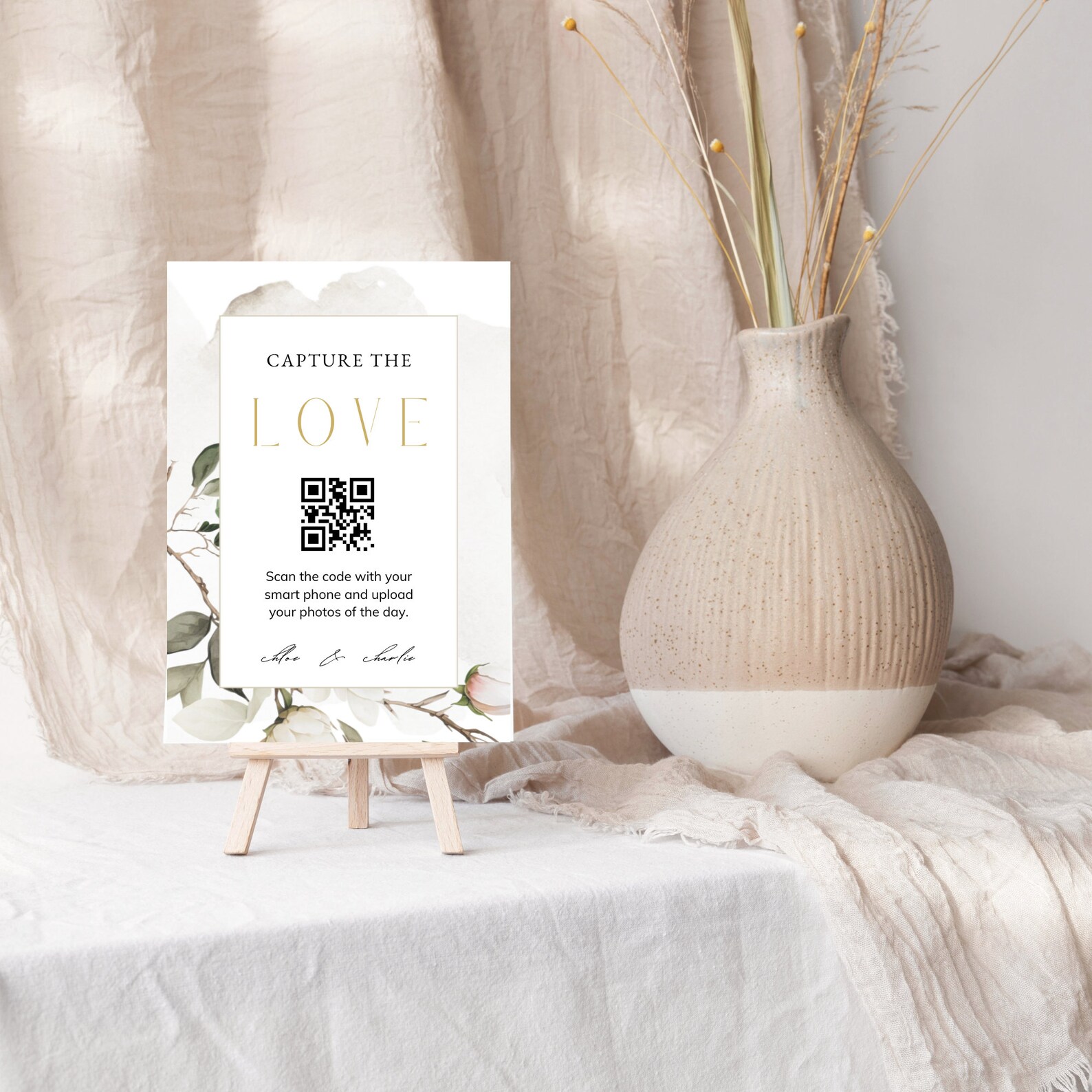 Magnolia Flower QR Code Capture the Love Sign 5x7" Digital Template ...