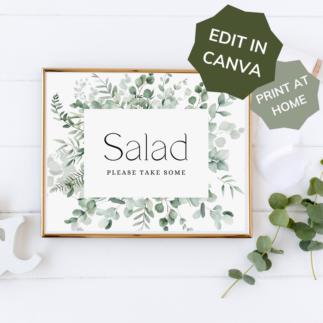 Soft Green Foliage Food Sign 8x10" INSTANT DOWNLOAD Digital Template ...