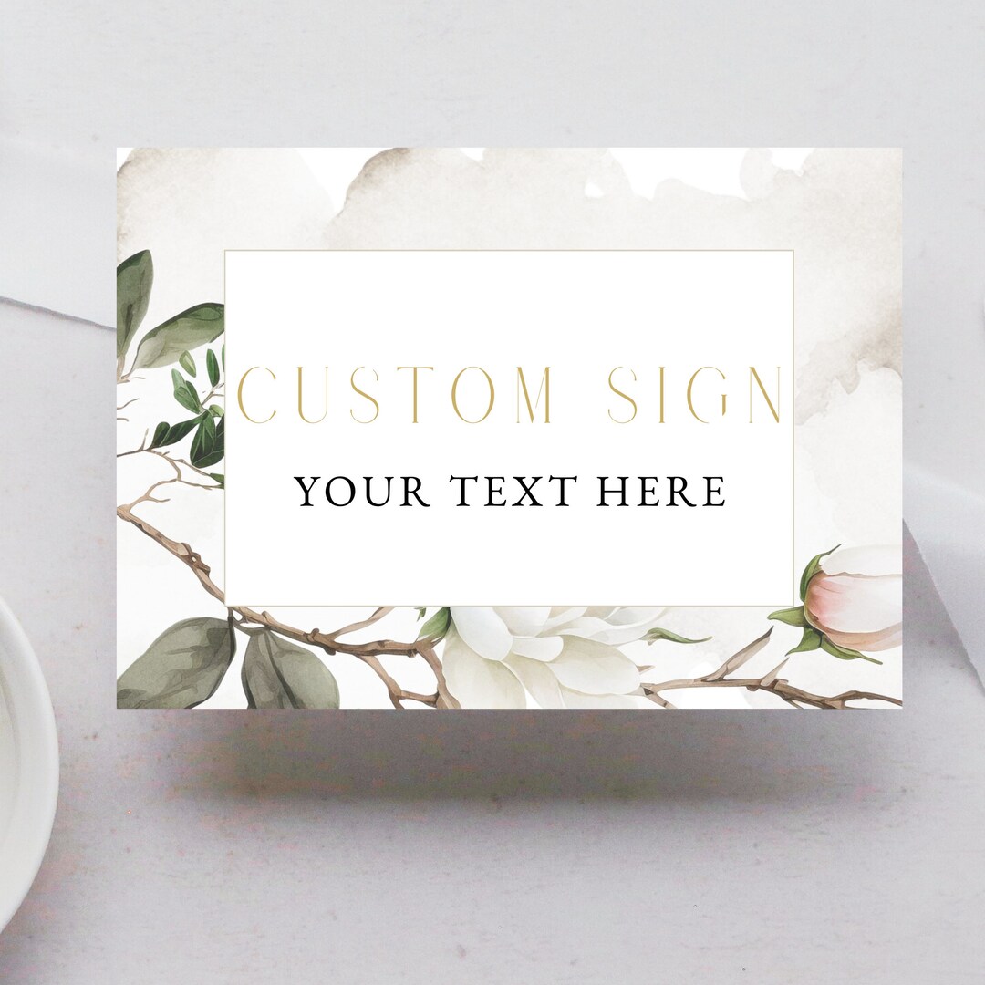 Magnolia Flower Landscape Custom Sign 7x5" Digital Template, White ...